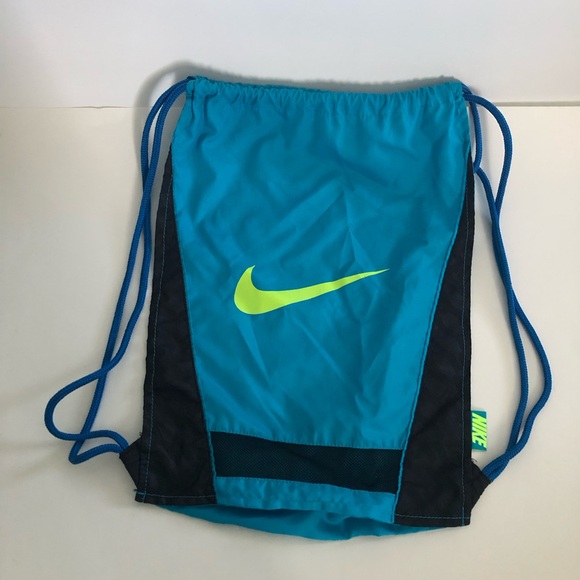 Nike | Accessories | Nike Logo Swoosh Blue Drawstring Gym Bag Backpack ...